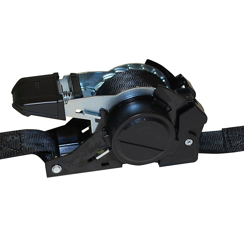 1" x 12' Retractable Ratchet Strap with S-Hooks – BLACK | Trucking Depot