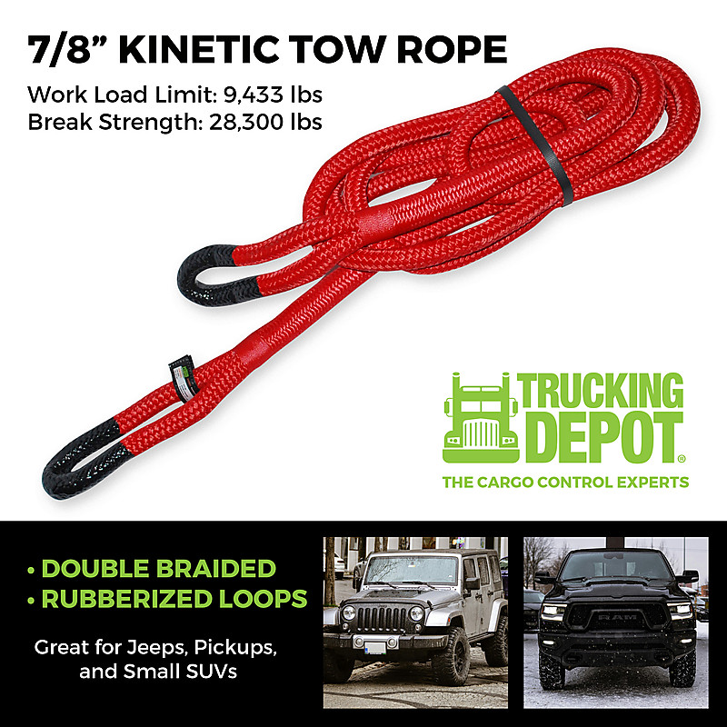 7/8 x 20 Kinetic Recovery Rope RED | Trucking Depot