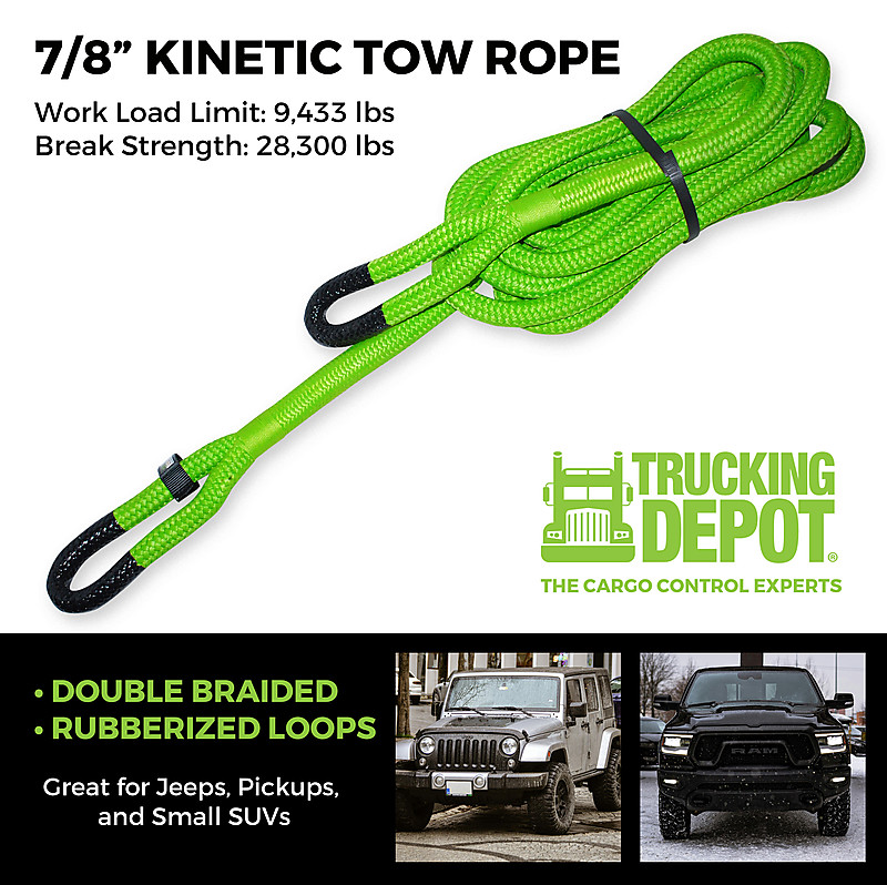 7/8" x 20' Kinetic Recovery Rope GREEN | Trucking Depot