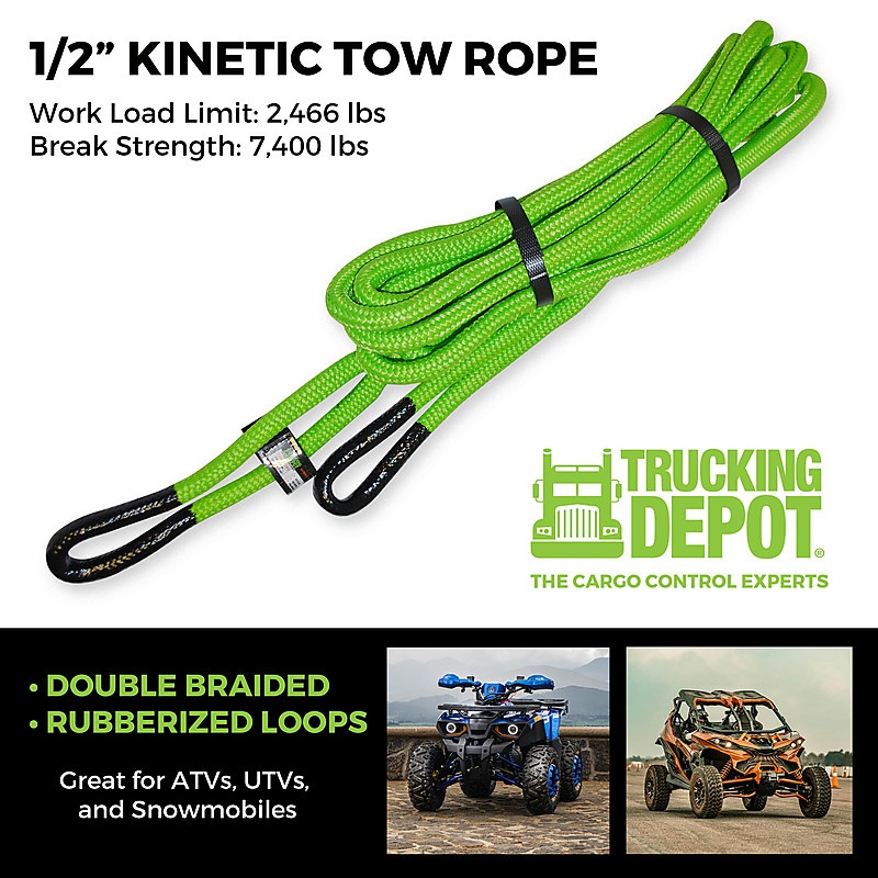 1/2" x 20' Kinetic Recovery Rope – Green | Trucking Depot